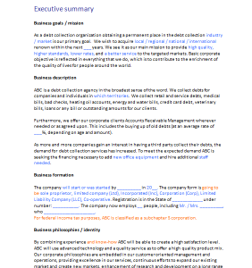 Debt Collection Agency Business Plan
